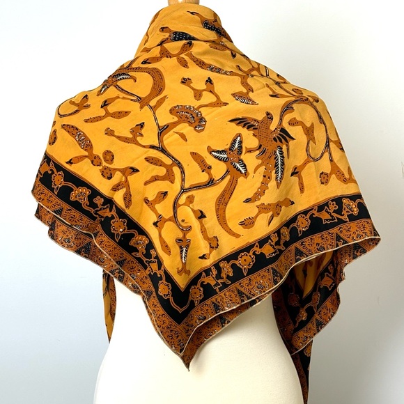 Accessories | Scarf Sarong Neck Scarf Harvest Gold Copper Flowers Black ...